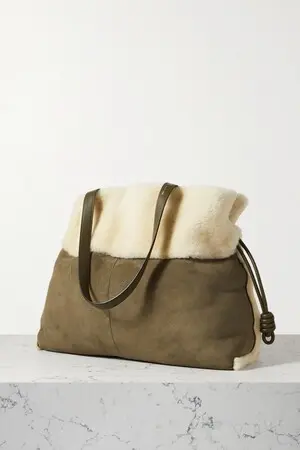 Loewe - Flamenco Suede And Shearling Clutch