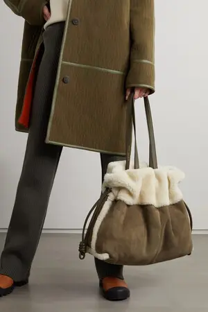 Loewe - Flamenco Suede And Shearling Clutch