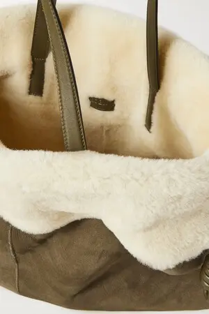 Loewe - Flamenco Suede And Shearling Clutch
