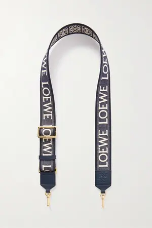 Loewe Loewe Anagram Leather-trimmed Canvas-jacquard Bag Strap Blue