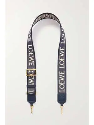 Loewe Loewe Anagram Leather-trimmed Canvas-jacquard Bag Strap Navy