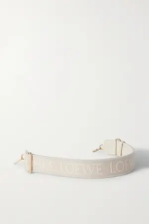 Loewe Loewe Anagram Leather-trimmed Canvas-jacquard Bag Strap White