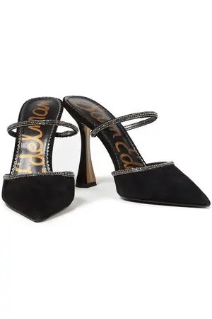 Sam Edelman Aspen Crystal-embellished Suede Mules