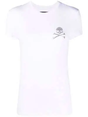 Philipp Plein Rhinestone Skull T-shirt - White