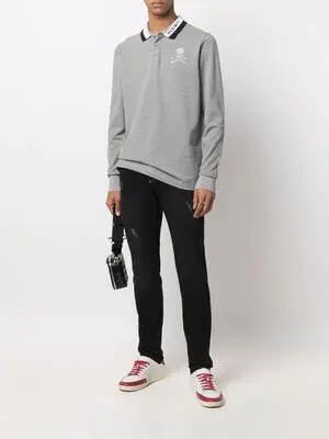 Philipp Plein Logo Skull Print Polo Shirt