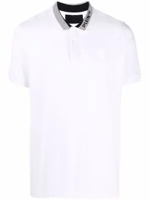Philipp Plein Logo Embroidered Polo Shirt - White