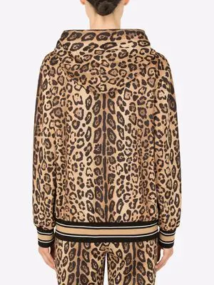 Dolce & Gabbana Leopard-print Zip-up Hoodie - Brown