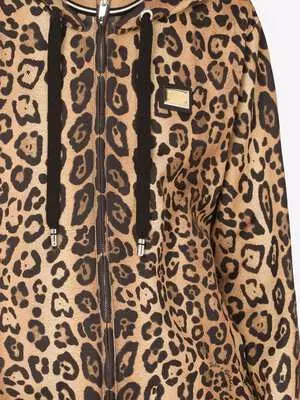 Dolce & Gabbana Leopard-print Zip-up Hoodie - Brown