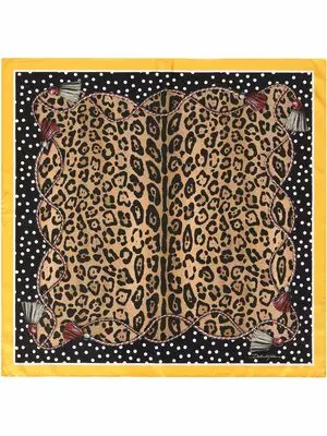 Dolce & Gabbana Leopard-print Silk Scarf - Brown