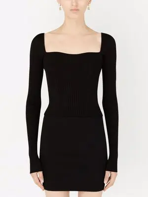 Dolce & Gabbana Ribbed-knit Square-neck Jumper