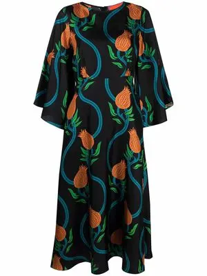 La DoubleJ Sorella Silk-twill Midi Dress