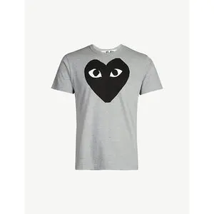 Play Comme Des Garcon Heart-print Cotton-jersey T-shirt Xxl - Grey