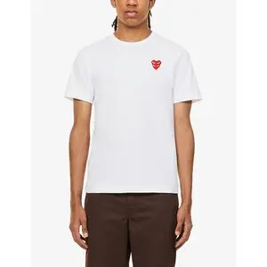 Play Comme Des Garcon Overlap-heart Print Cotton-jersey T-shirt Xxl