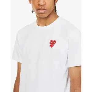 Play Comme Des Garcon Overlap-heart Print Cotton-jersey T-shirt Xxl