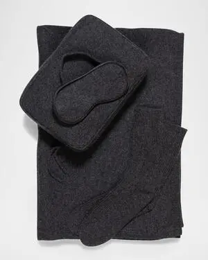 Sofia Cashmere Cashmere Cable-knit Travel Set - Charcoal
