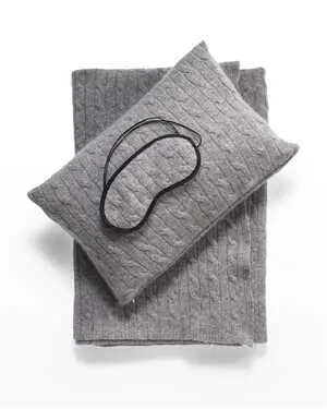 Sofia Cashmere Cashmere Cable-knit Travel Set 020grey