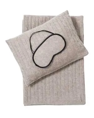 Sofia Cashmere Cashmere Cable-knit Travel Set 262beige