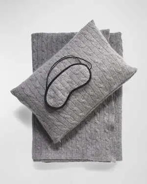 Sofia Cashmere Cashmere Cable-knit Travel Set Grey
