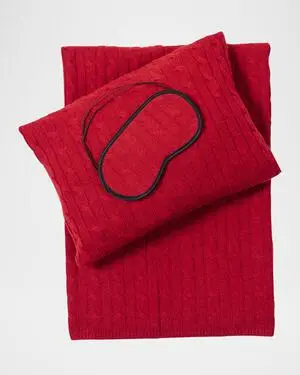 Sofia Cashmere Cashmere Cable-knit Travel Set - Red