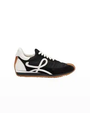 Loewe Flow Mixed Leather Bicolor Runner Sneakers Black/white-1
