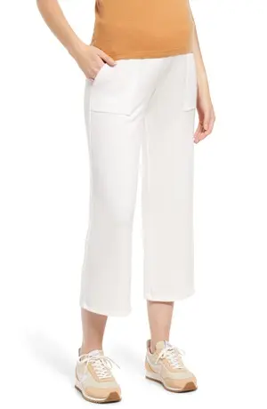 MATERNAL AMERICA Wide Leg Crop Maternity Pants - Dove