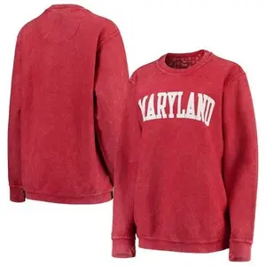 PRESSBOX Maryland Terrapins Comfy Cord Vintage Wash Basic Arch Pullover Sweatshirt - Red