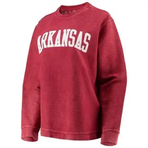 PRESSBOX Arkansas Razorbacks Comfy Cord Vintage Wash Basic Arch Pullover Sweatshirt