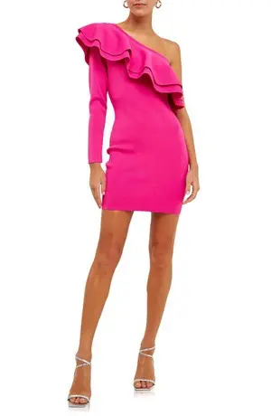 Endless Rose One-shoulder Knit Mini Dress
