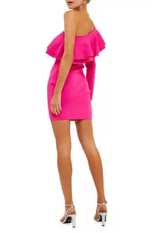 Endless Rose One-shoulder Knit Mini Dress