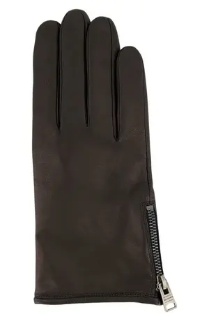 ALLSAINTS Leather Gloves With Zip - Black