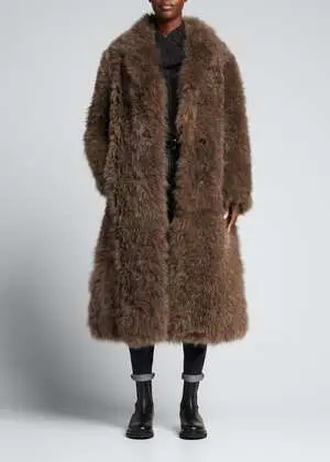 Brunello Cucinelli Cashmere Fur Overcoat - C8041 Chocolate