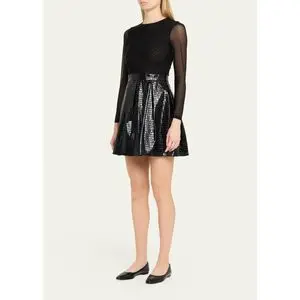 Alice + Olivia Chara Vegan-leather Party Dress
