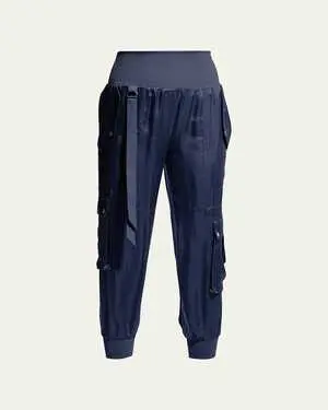Cinq À Sept Harmony Satin Cargo Jogger Pants