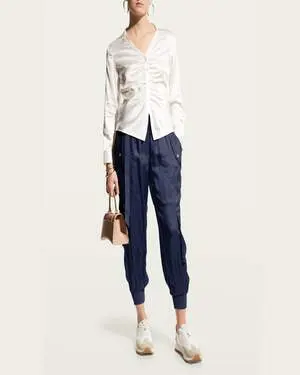 Cinq À Sept Harmony Satin Cargo Jogger Pants