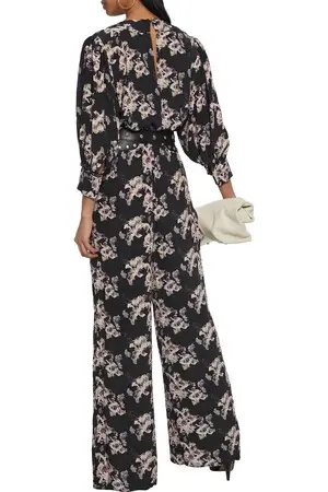 IRO PARIS Mexi Floral-print Crepe De Chine Jumpsuit - Black