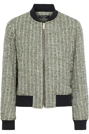 Rag & Bone Manston Metallic Herringbone Wool-blend Tweed Bomber Jacket