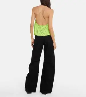 Attico Pauline Leather-trimmed Top