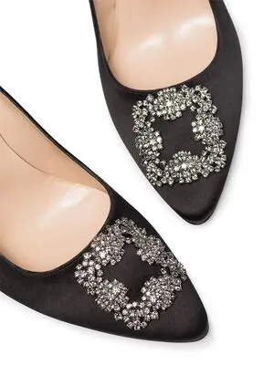 Manolo Blahnik Hangisi Crystal-buckle Pumps - Black