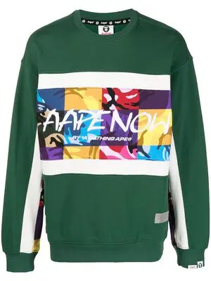 AAPE BY *A BATHING APE Logo-print Cotton Jumper - Green