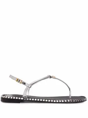 GIUSEPPE ZANOTTI Bellatriks Leather Sandals - Silver