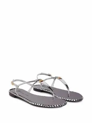 GIUSEPPE ZANOTTI Bellatriks Leather Sandals - Silver