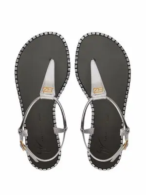 GIUSEPPE ZANOTTI Bellatriks Leather Sandals - Silver