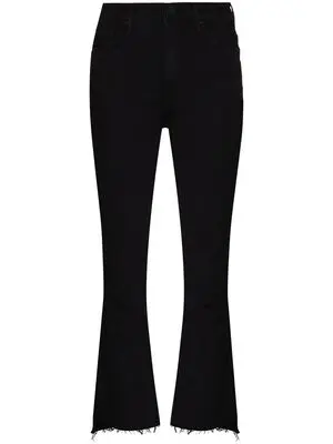 MOTHER The Insider Crop Step Fray Jeans - Black