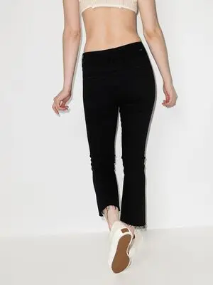 MOTHER The Insider Crop Step Fray Jeans - Black