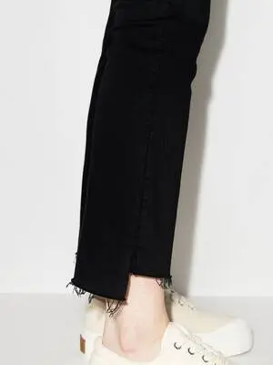 MOTHER The Insider Crop Step Fray Jeans - Black