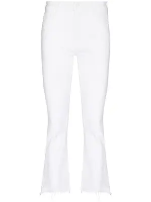 MOTHER The Insider Crop Step Fray Jeans - White