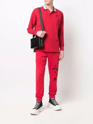 Philipp Plein Logo Skull Tracksuit Bottoms - Red