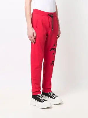Philipp Plein Logo Skull Tracksuit Bottoms - Red