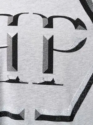 Philipp Plein Embellished-logo T-shirt - Grey