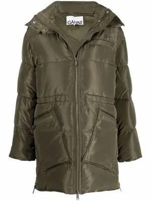 GANNI Padded Hooded Coat - Yellow